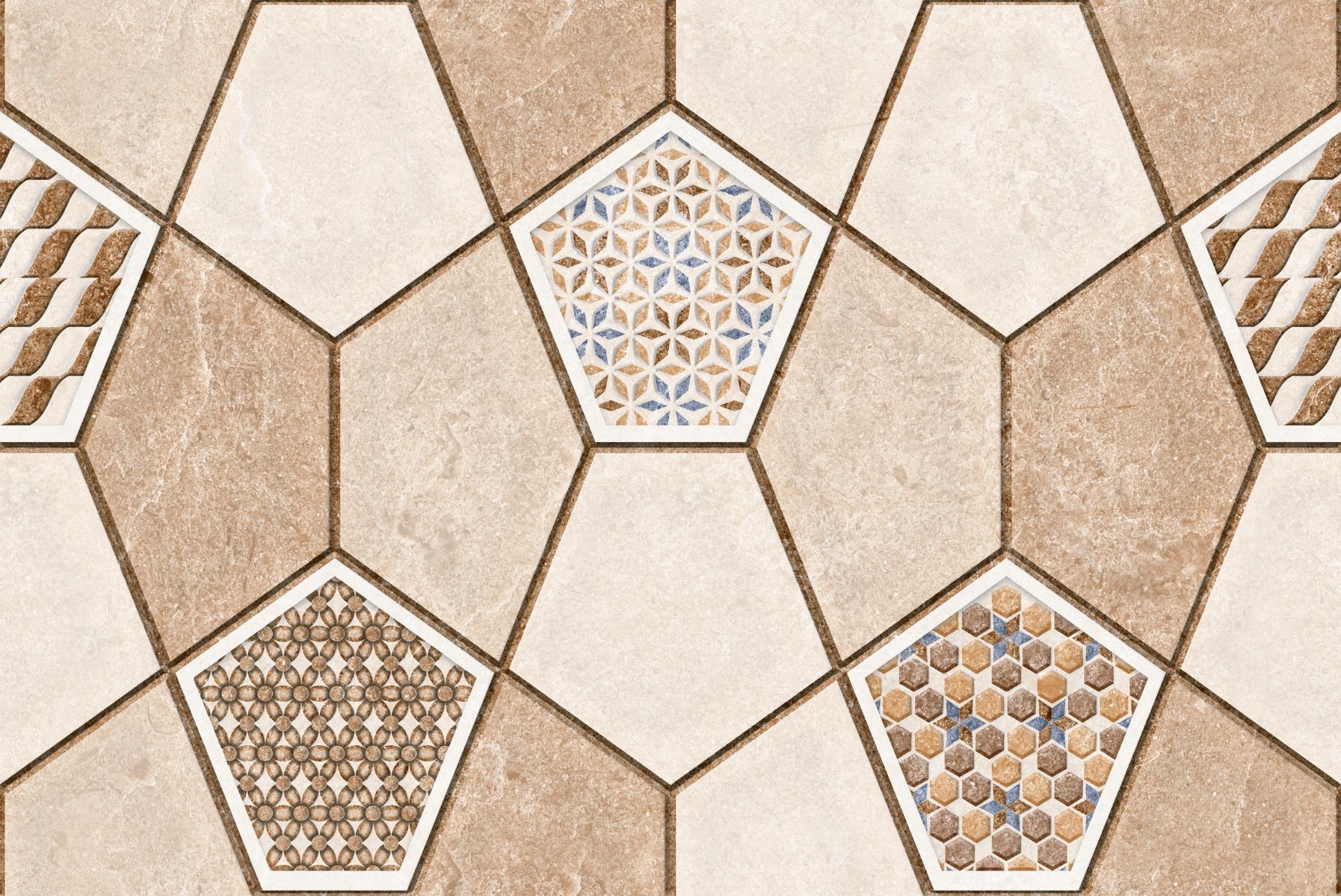 Buy OHM Pentahedron Beige HL Wall Tiles Online | Orientbell Tiles