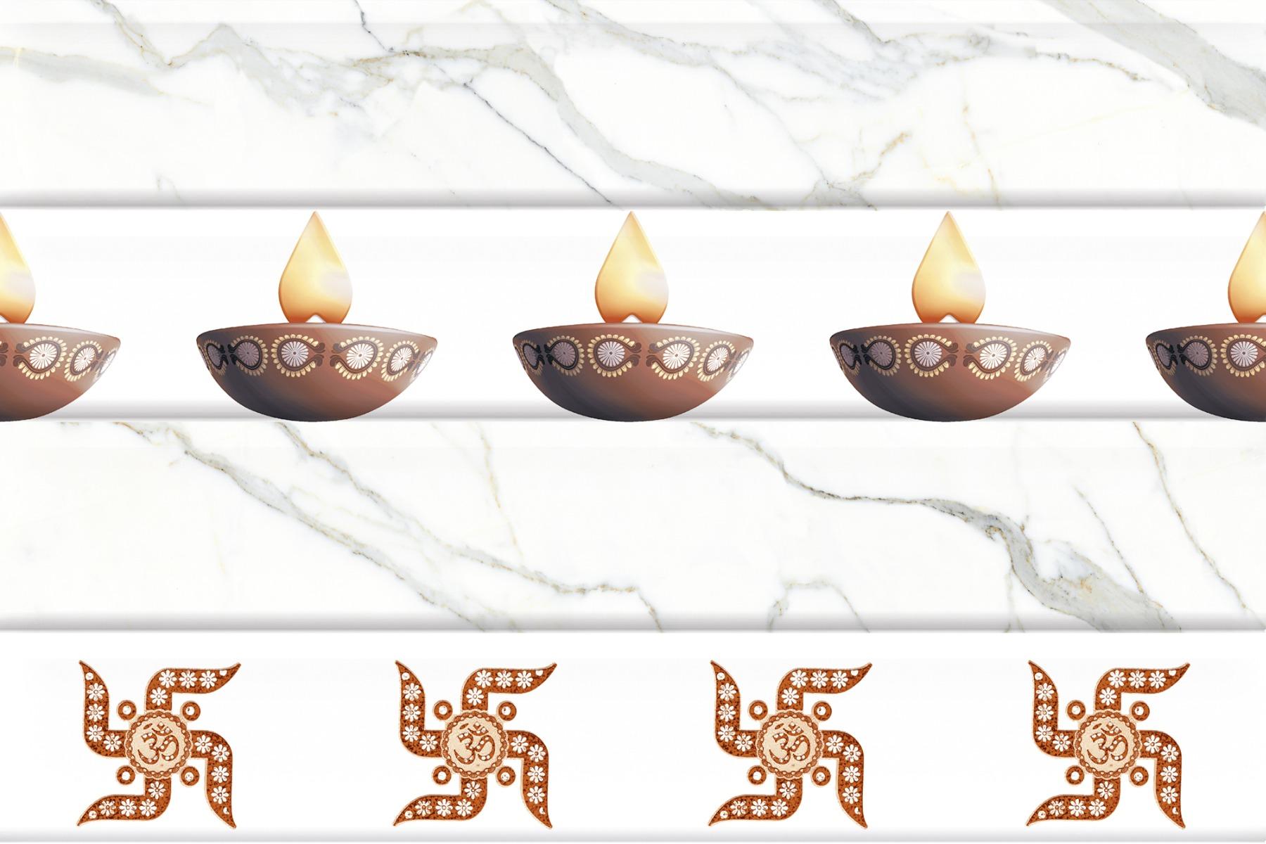 Buy SHG Diya Swastik Strips HL Wall Tiles Online | Orientbell Tiles