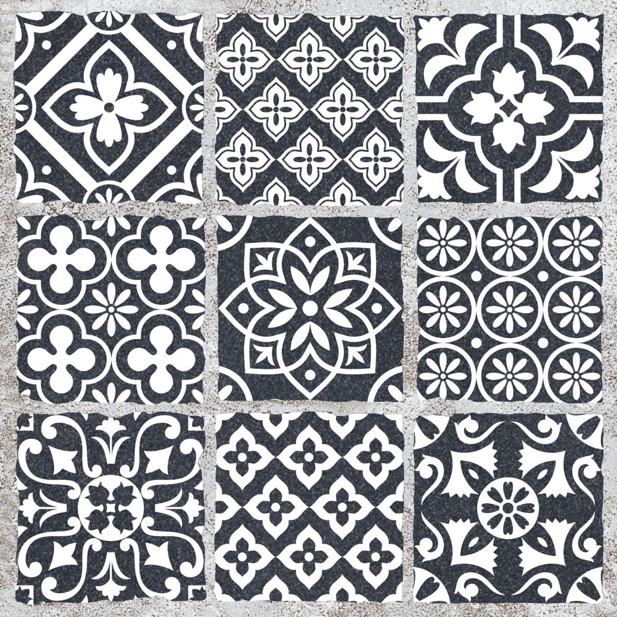 Buy TL Moroccan Art Black White Floor Tiles Online | Orientbell Tiles